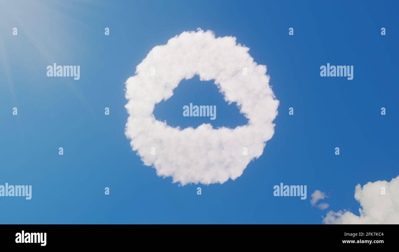 3d rendering of white fluffy clouds in shape of symbol of circle with ...