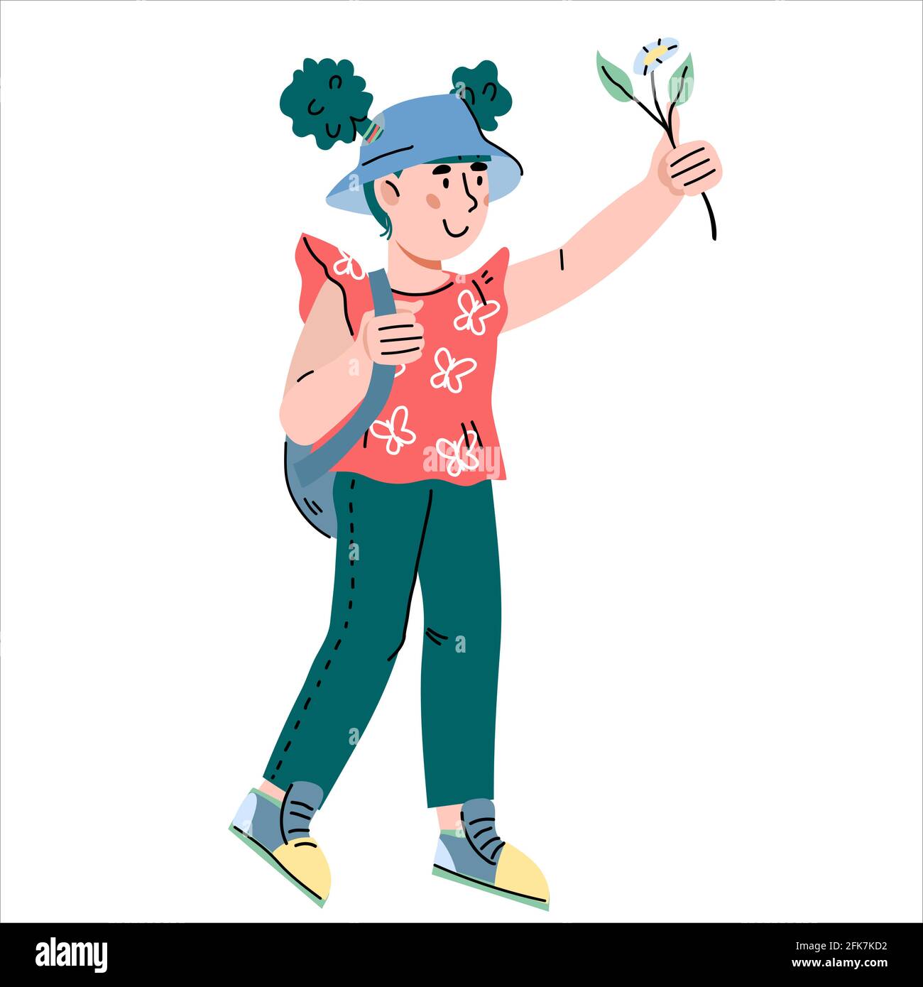 Cute child girl the little explorer, traveler ready for adventure. Girl ...