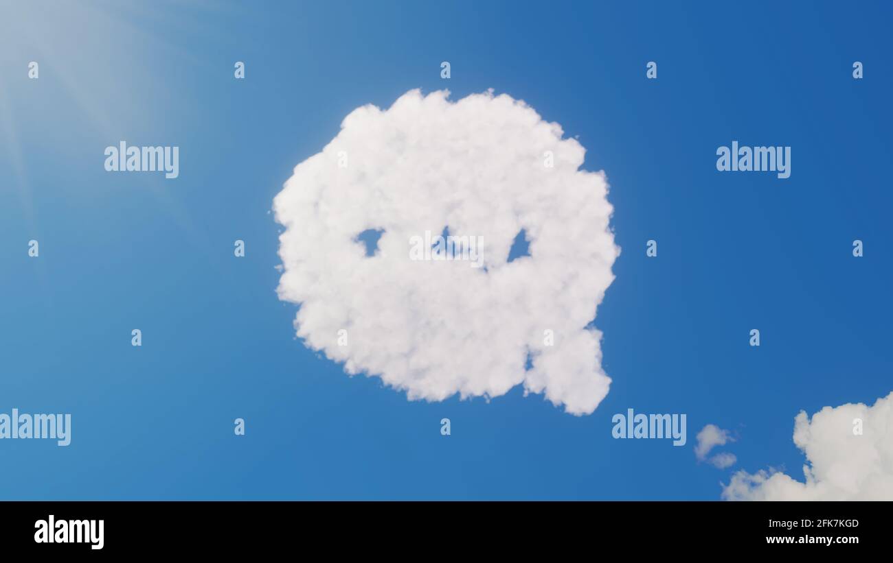 3d Rendering Of White Fluffy Clouds In Shape Of Symbol Of Rectangular Rounded Chat Bubble With