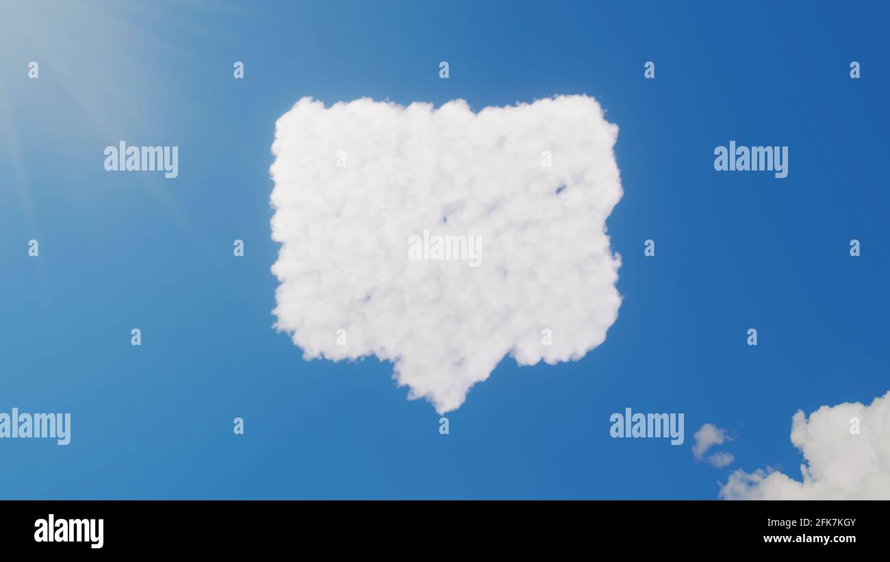 3d rendering of white fluffy clouds in shape of symbol of rectangular ...