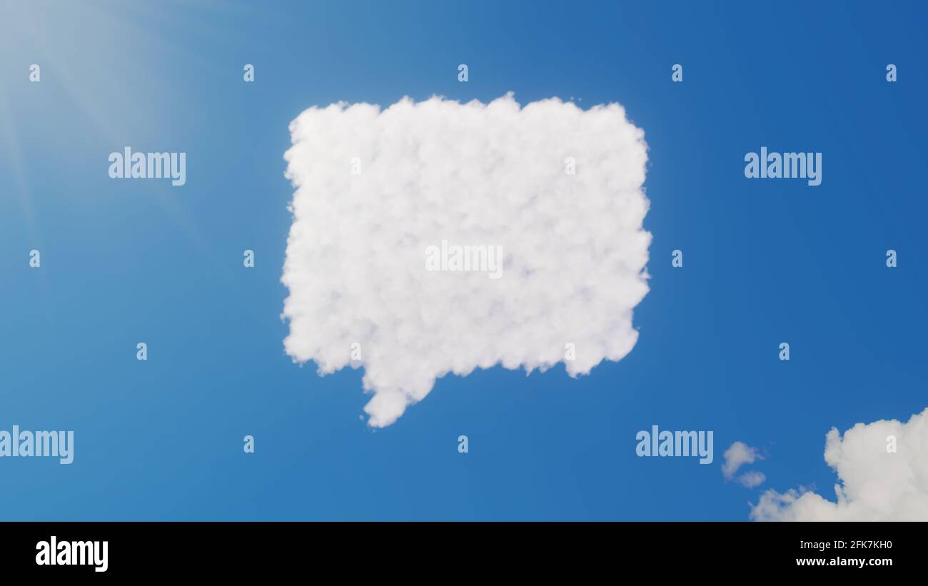 3d rendering of white fluffy clouds in shape of symbol of rectangular ...