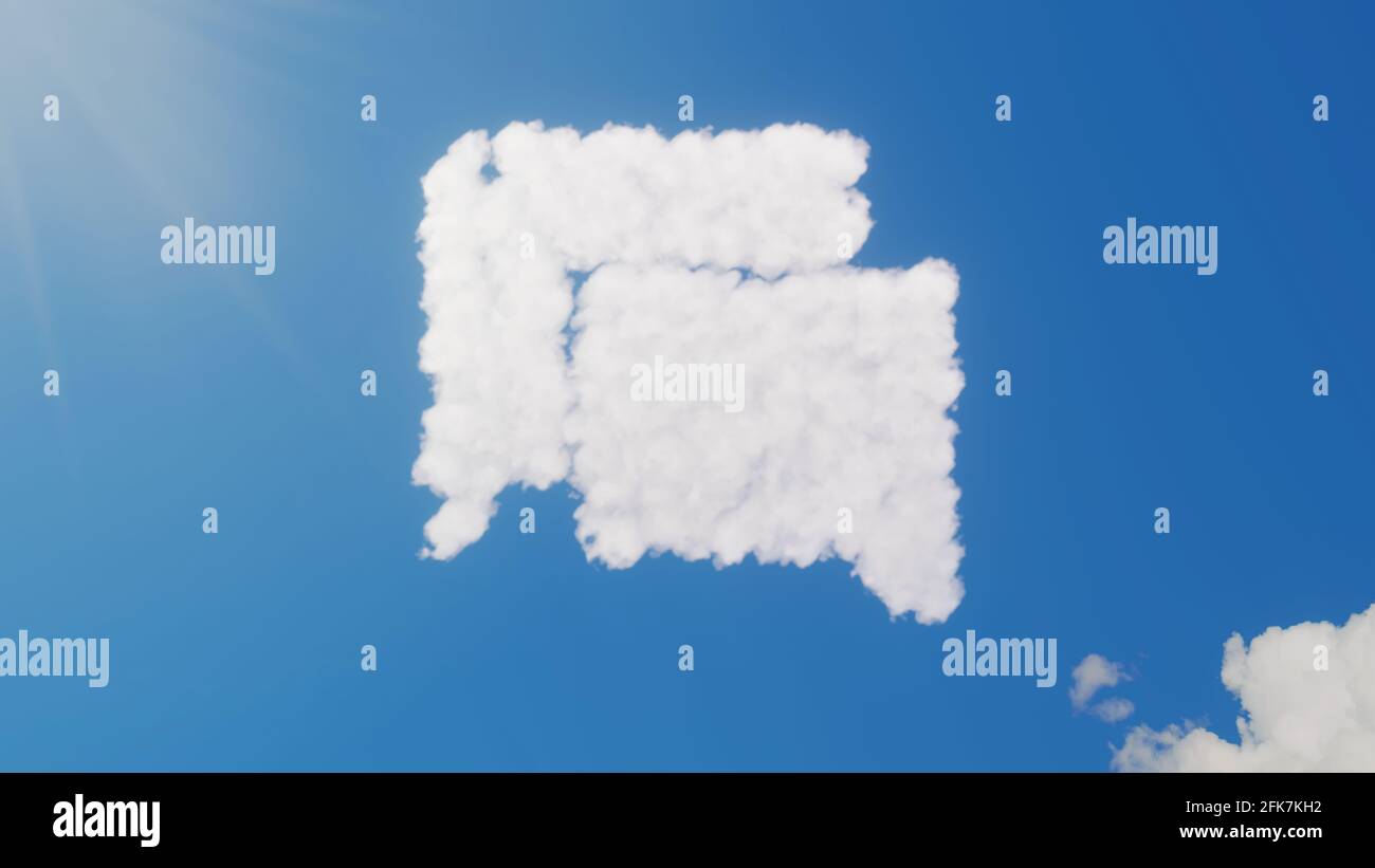 3d Rendering Of White Fluffy Clouds In Shape Of Symbol Of Two Rectangular Chat Bubbles On Blue
