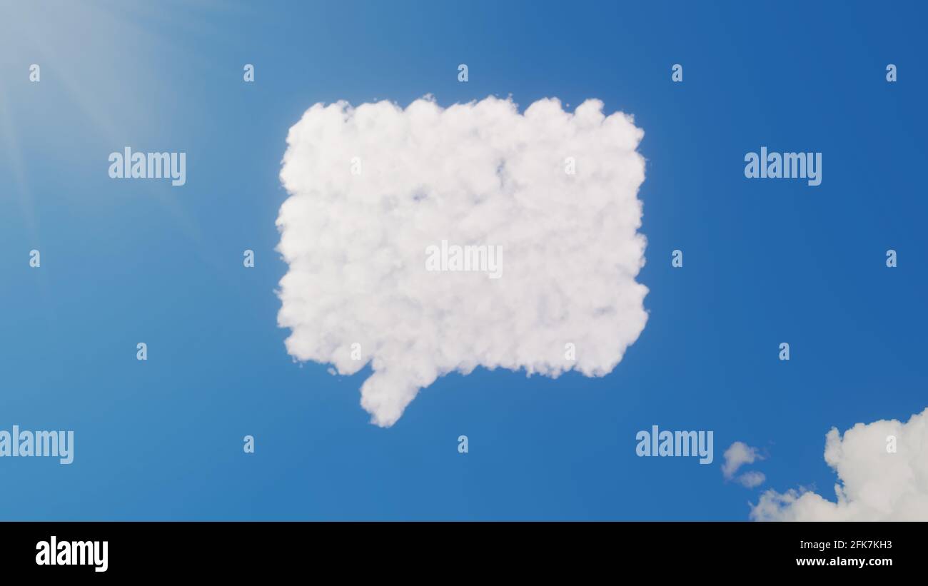 3d rendering of white fluffy clouds in shape of symbol of rectangular ...