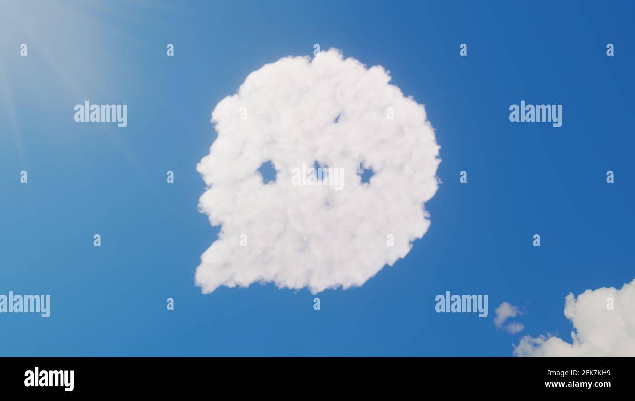 3d Rendering Of White Fluffy Clouds In Shape Of Symbol Of Rectangular Rounded Chat Bubble With
