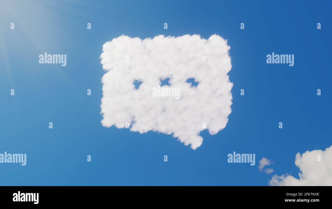 3d rendering of white fluffy clouds in shape of symbol of rectangular ...