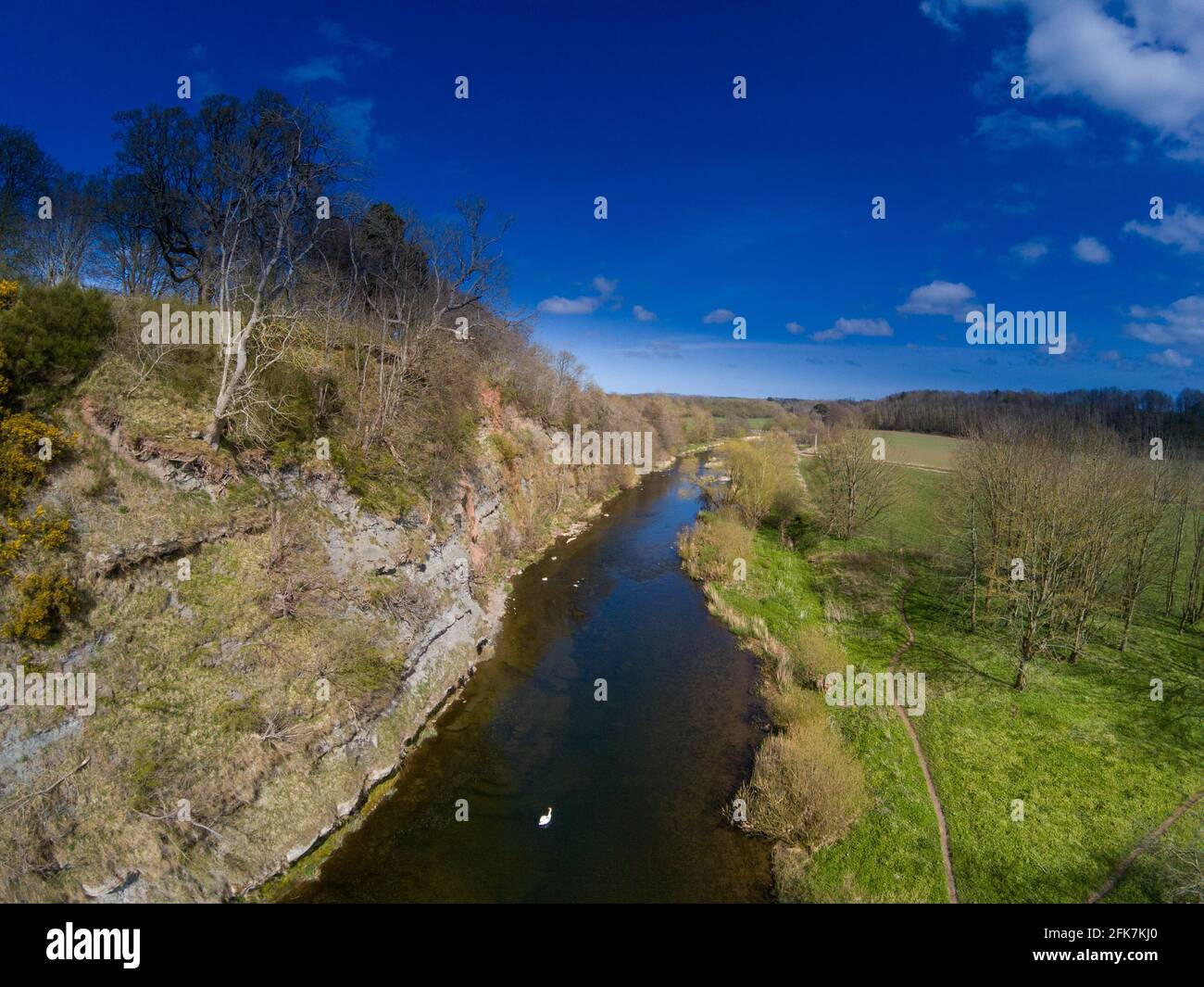 The Whiteadder Water a tributary of the River Tweed near Chirnside ...