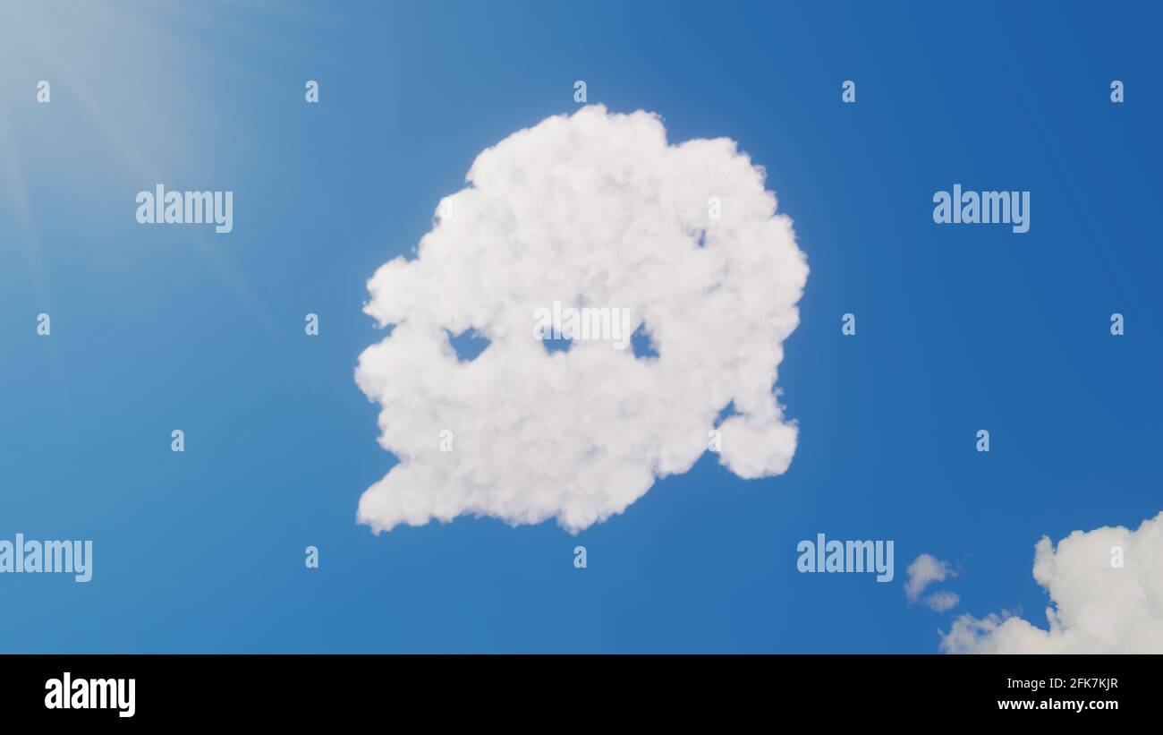 3d rendering of white fluffy clouds in shape of symbol of two rounded ...