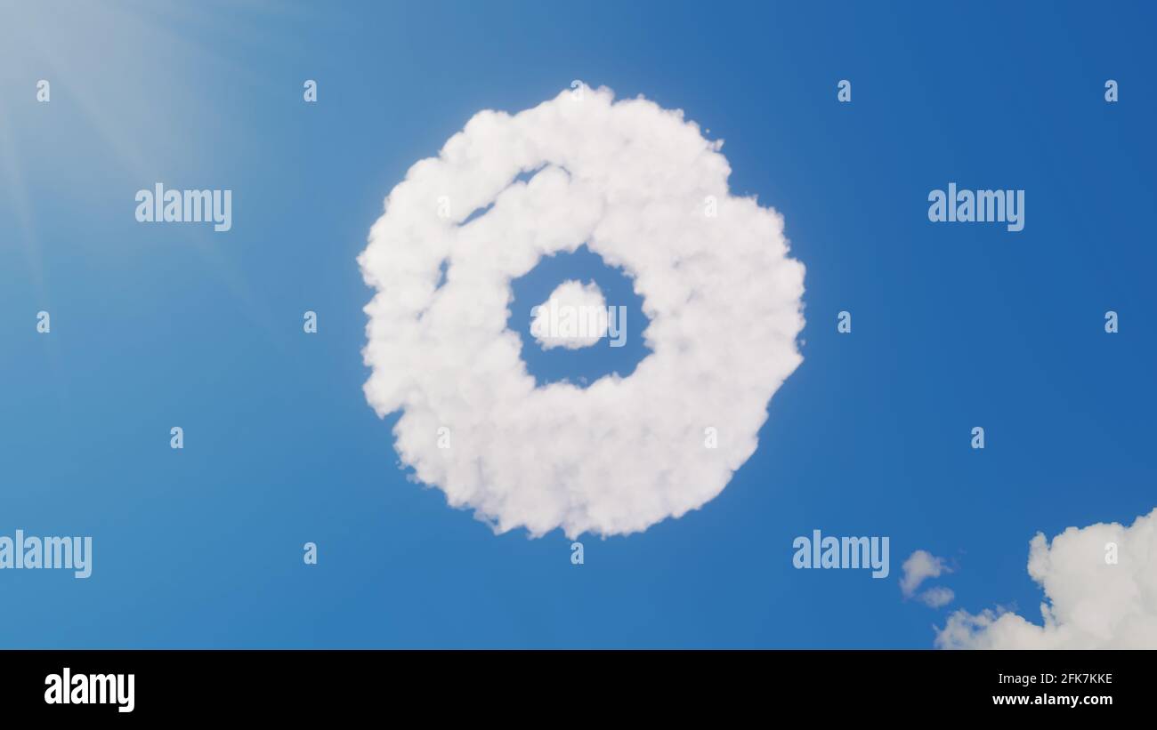3d rendering of white fluffy clouds in shape of symbol of circle CD ...