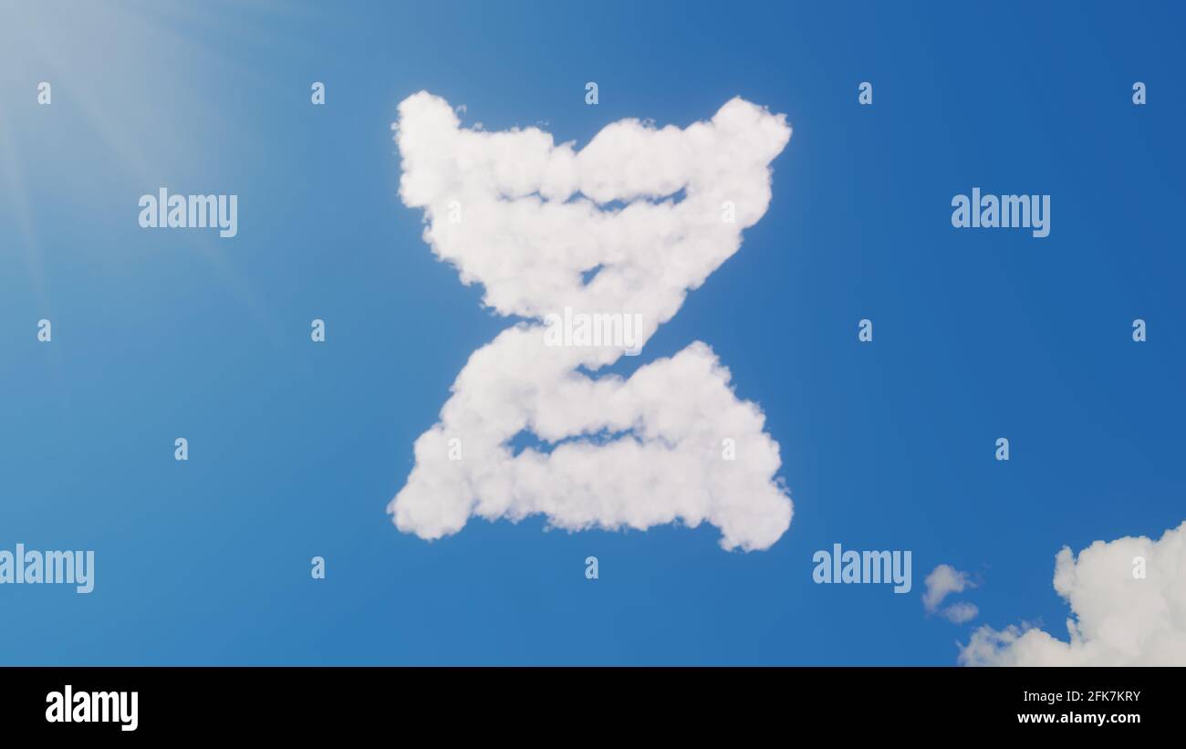 3d rendering of white fluffy clouds in shape of symbol of ...