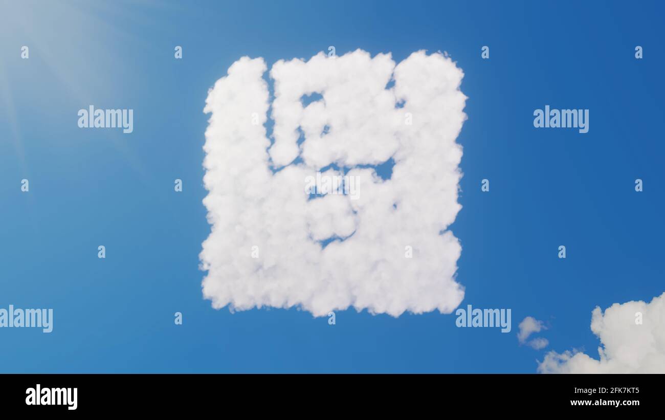 3d rendering of white fluffy clouds in shape of symbol of floppy disc ...