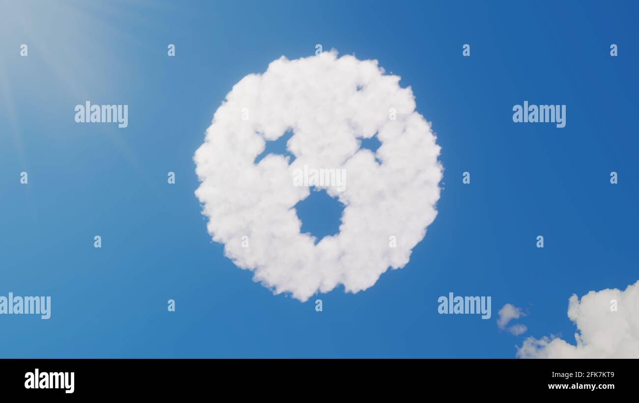3d rendering of white fluffy clouds in shape of symbol of dizzy ...