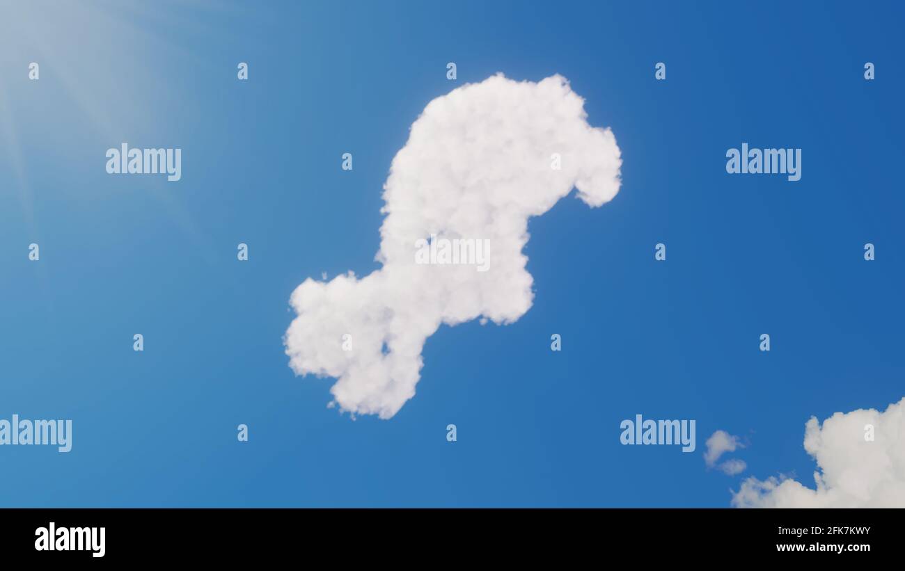 3d rendering of white fluffy clouds in shape of symbol of fried chicken ...