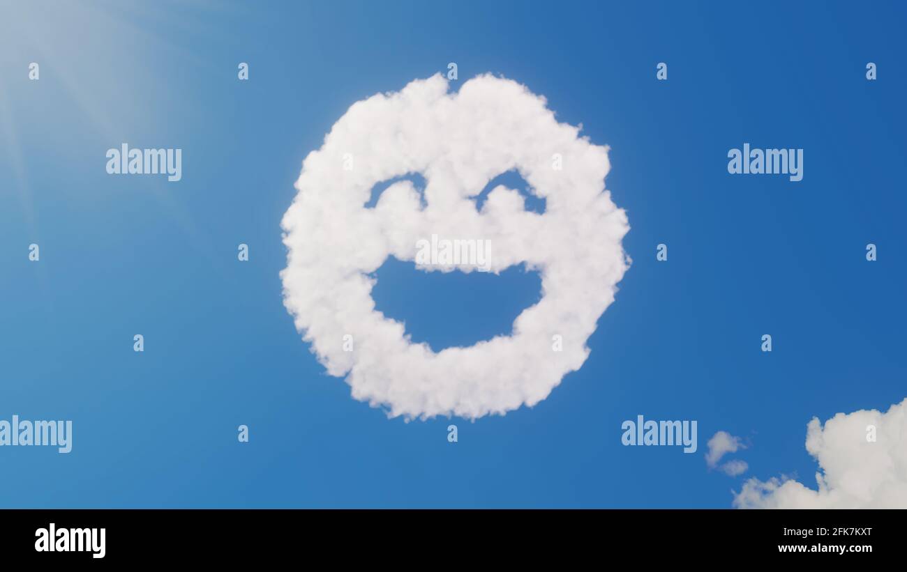 3d rendering of white fluffy clouds in shape of symbol of goofy ...