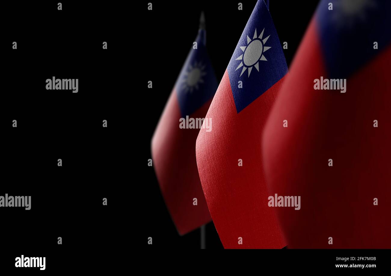 Small national flags of the Taiwan on a black background Stock Photo ...