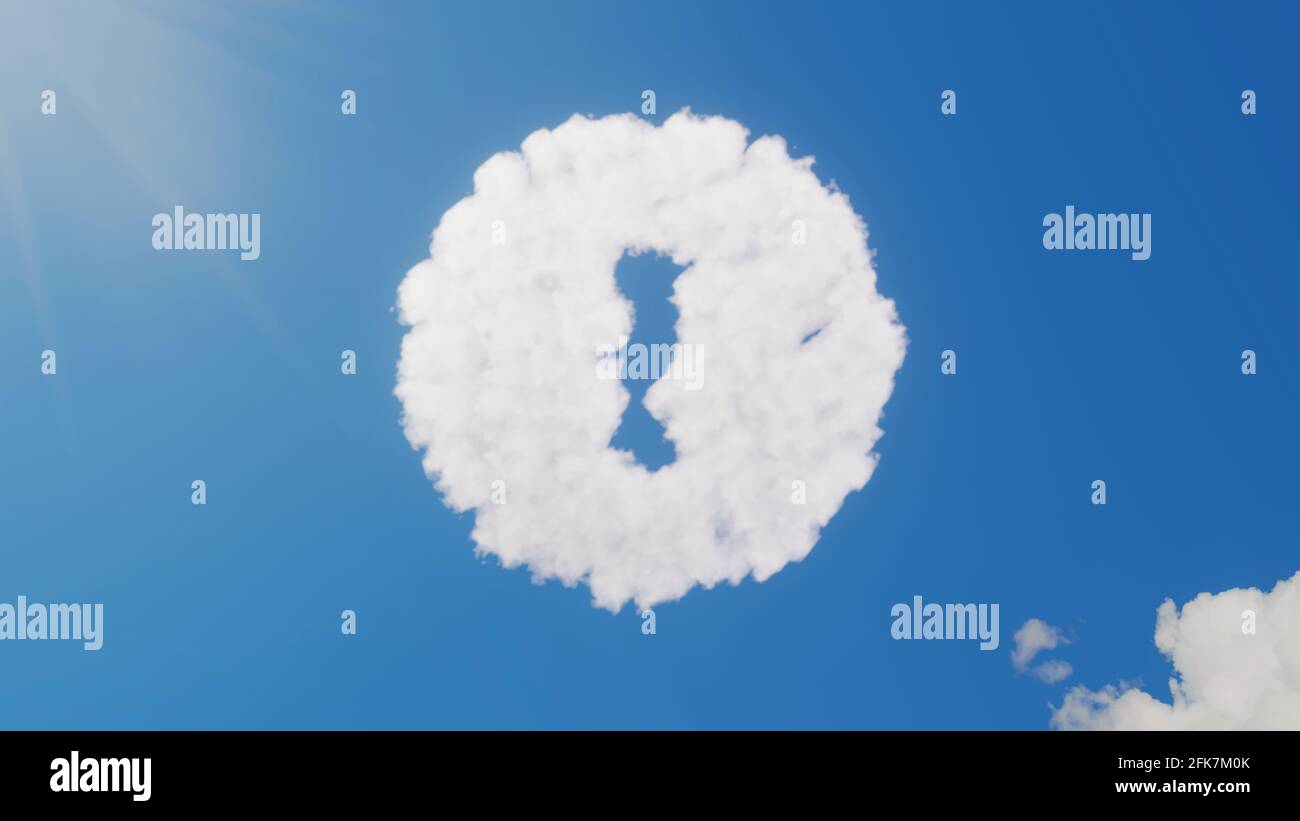 3d rendering of white fluffy clouds in shape of symbol of exclamation ...
