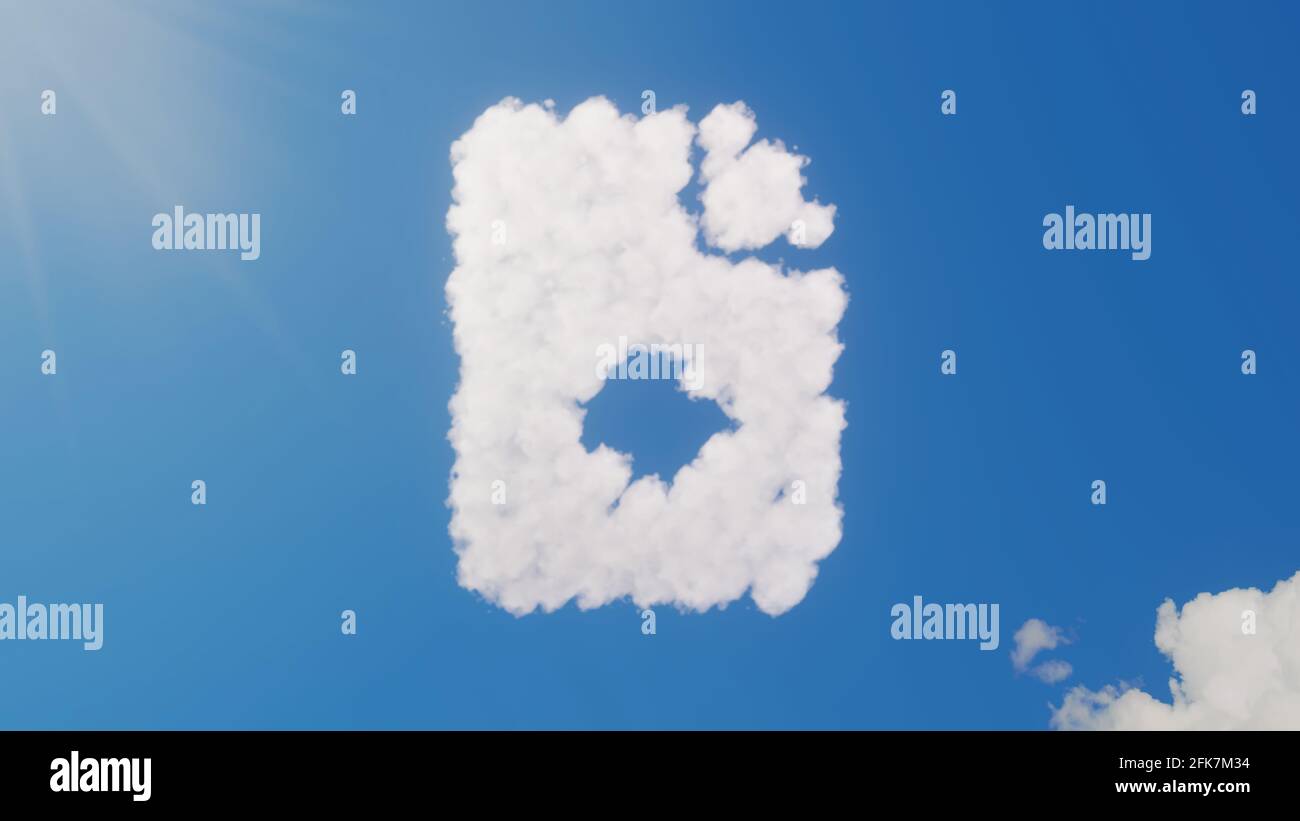 3d rendering of white fluffy clouds in shape of symbol of paper with ...