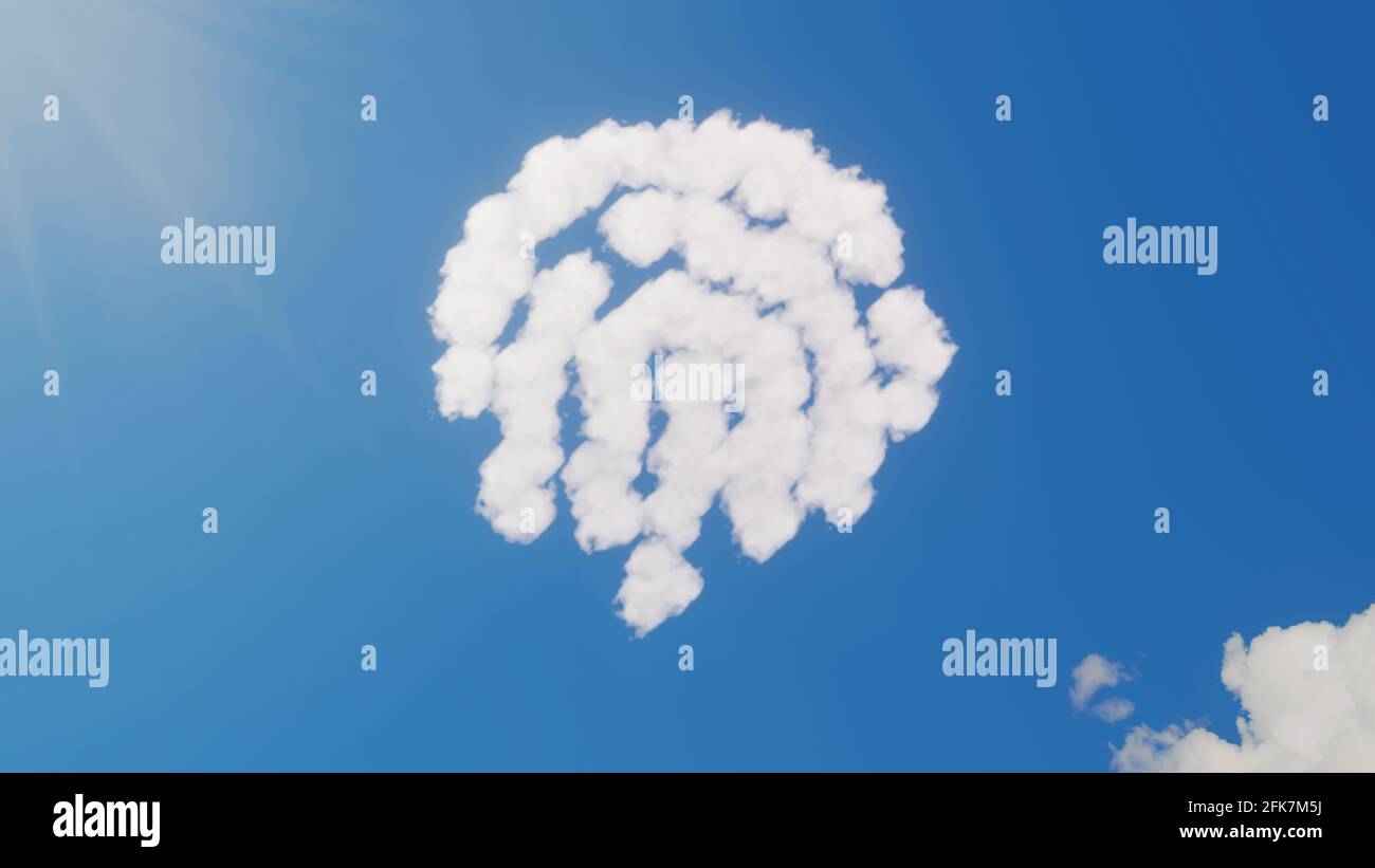 3d rendering of white fluffy clouds in shape of symbol of fingerprint ...