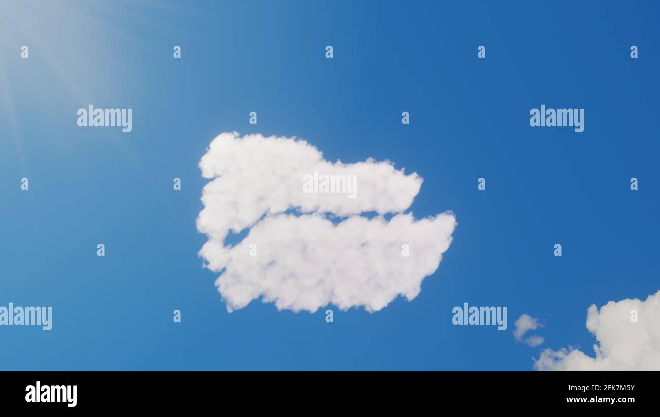 3d rendering of white fluffy clouds in shape of symbol of open folder ...
