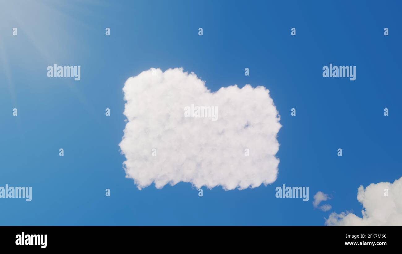3d rendering of white fluffy clouds in shape of symbol of office folder ...