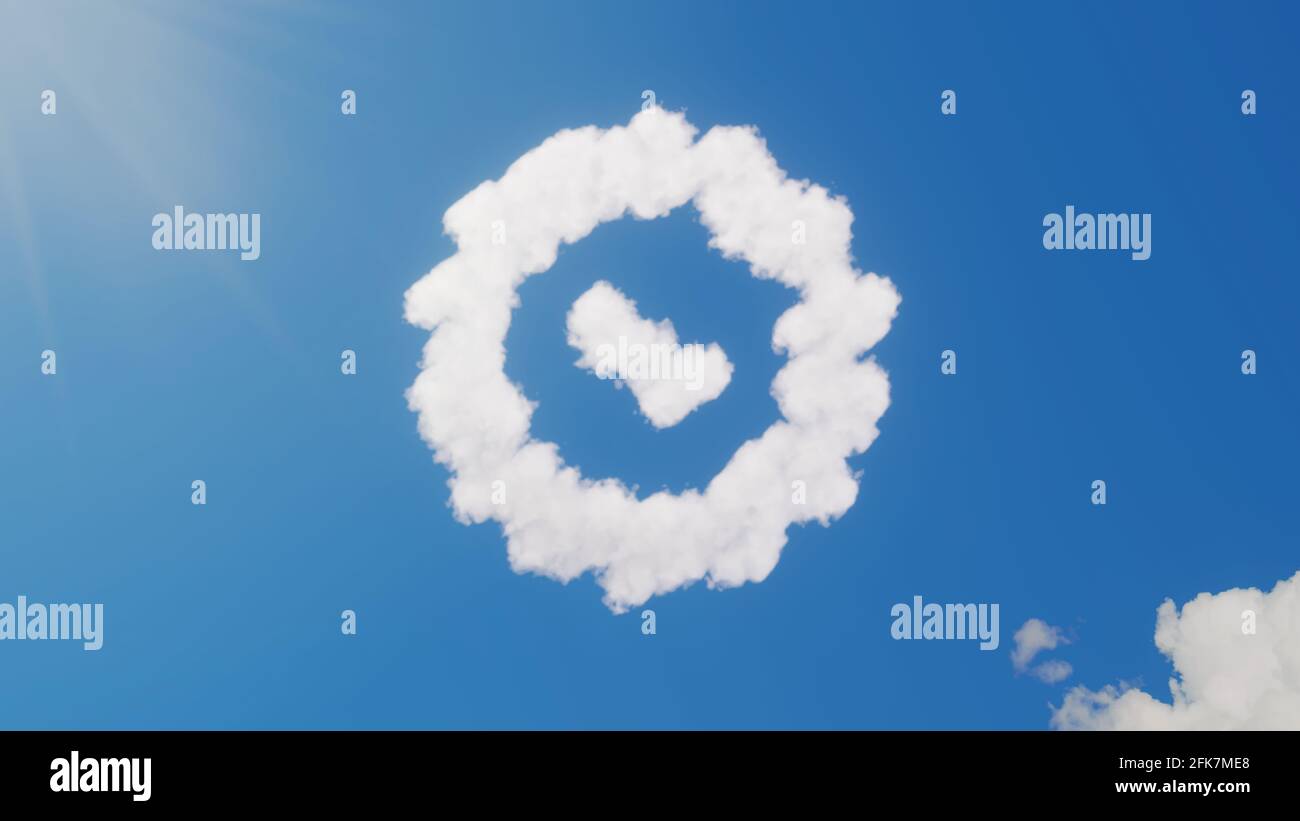3d rendering of white fluffy clouds in shape of symbol of check mark in ...