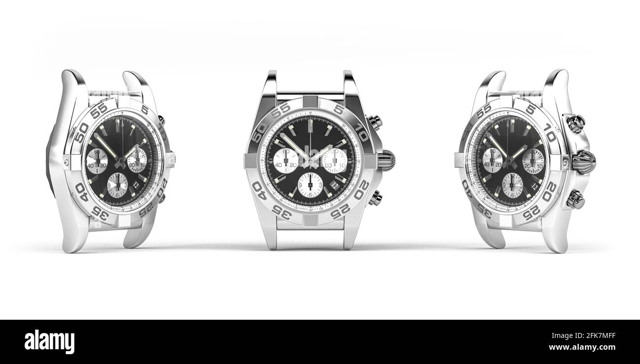 Modern stylish watch isolated on white background - 3d render Stock ...