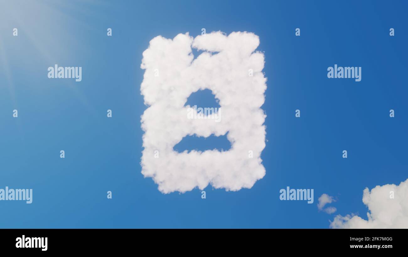 3d rendering of white fluffy clouds in shape of symbol of id ...