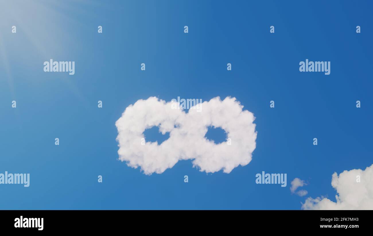 3d rendering of white fluffy clouds in shape of symbol of infinity sign ...