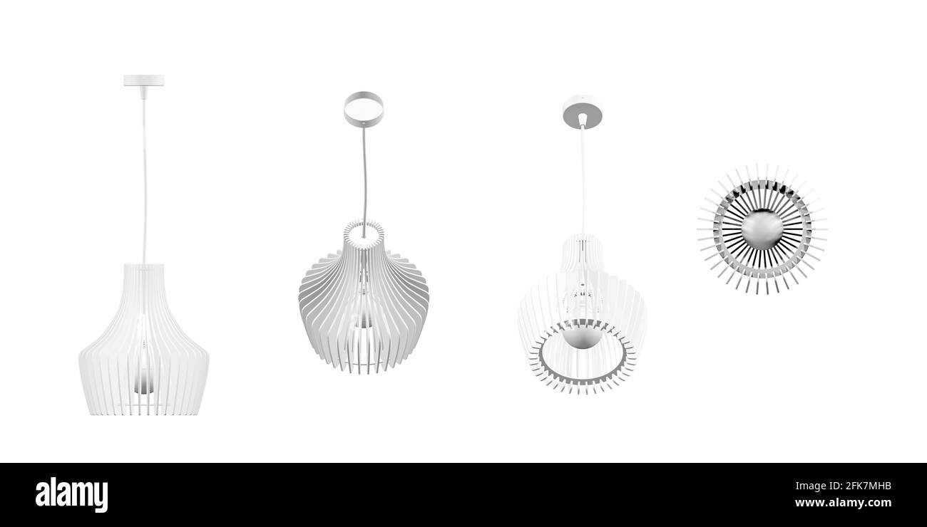 Modern ceiling lamp mockup on white background - copy space - 3D render ...