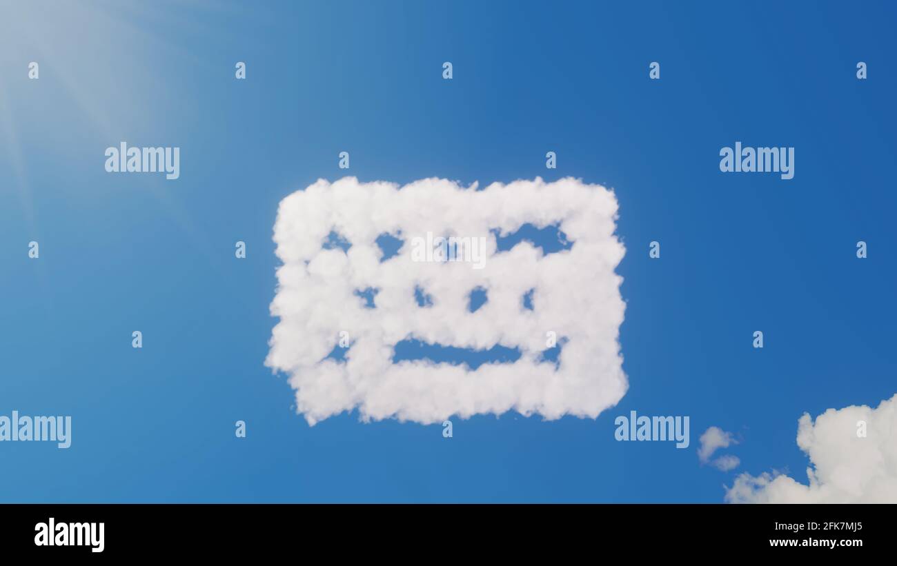 3d rendering of white fluffy clouds in shape of symbol of computer ...