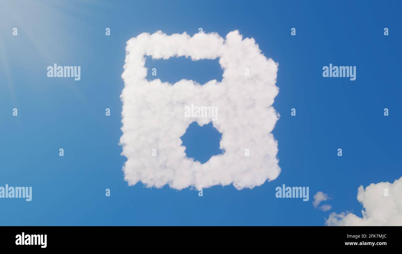 3d rendering of white fluffy clouds in shape of symbol of floppy disk ...