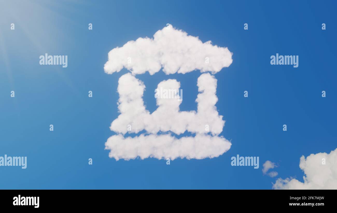 3d rendering of white fluffy clouds in shape of symbol of ancient Greek ...