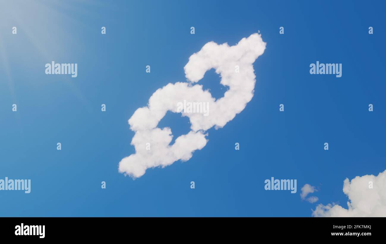 3d rendering of white fluffy clouds in shape of symbol of thick chain ...