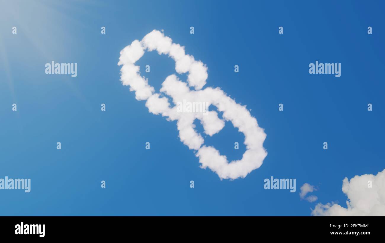 3d rendering of white fluffy clouds in shape of symbol of three thin ...