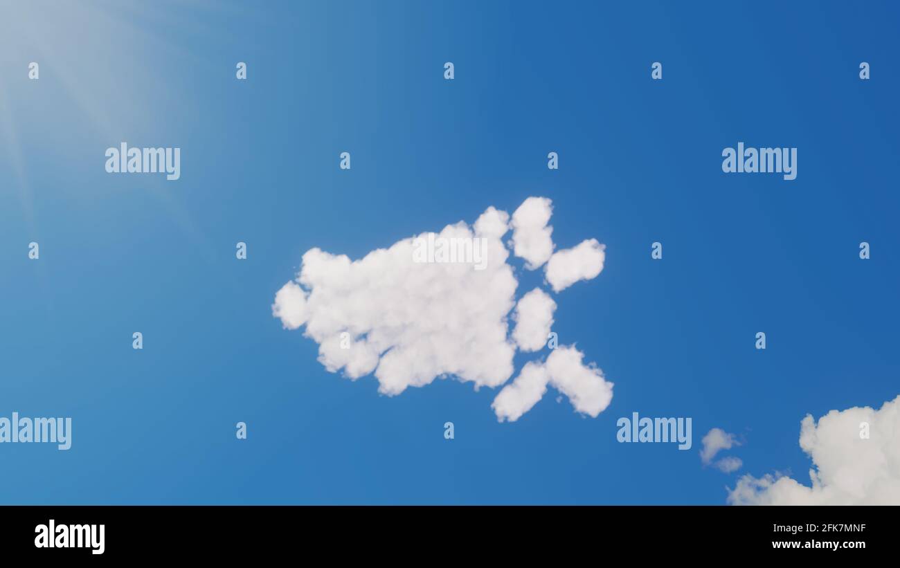 3d rendering of white fluffy clouds in shape of symbol of old megaphone ...