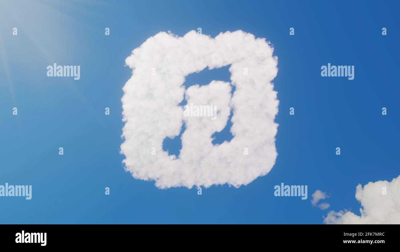 3d rendering of white fluffy clouds in shape of symbol of music note in ...