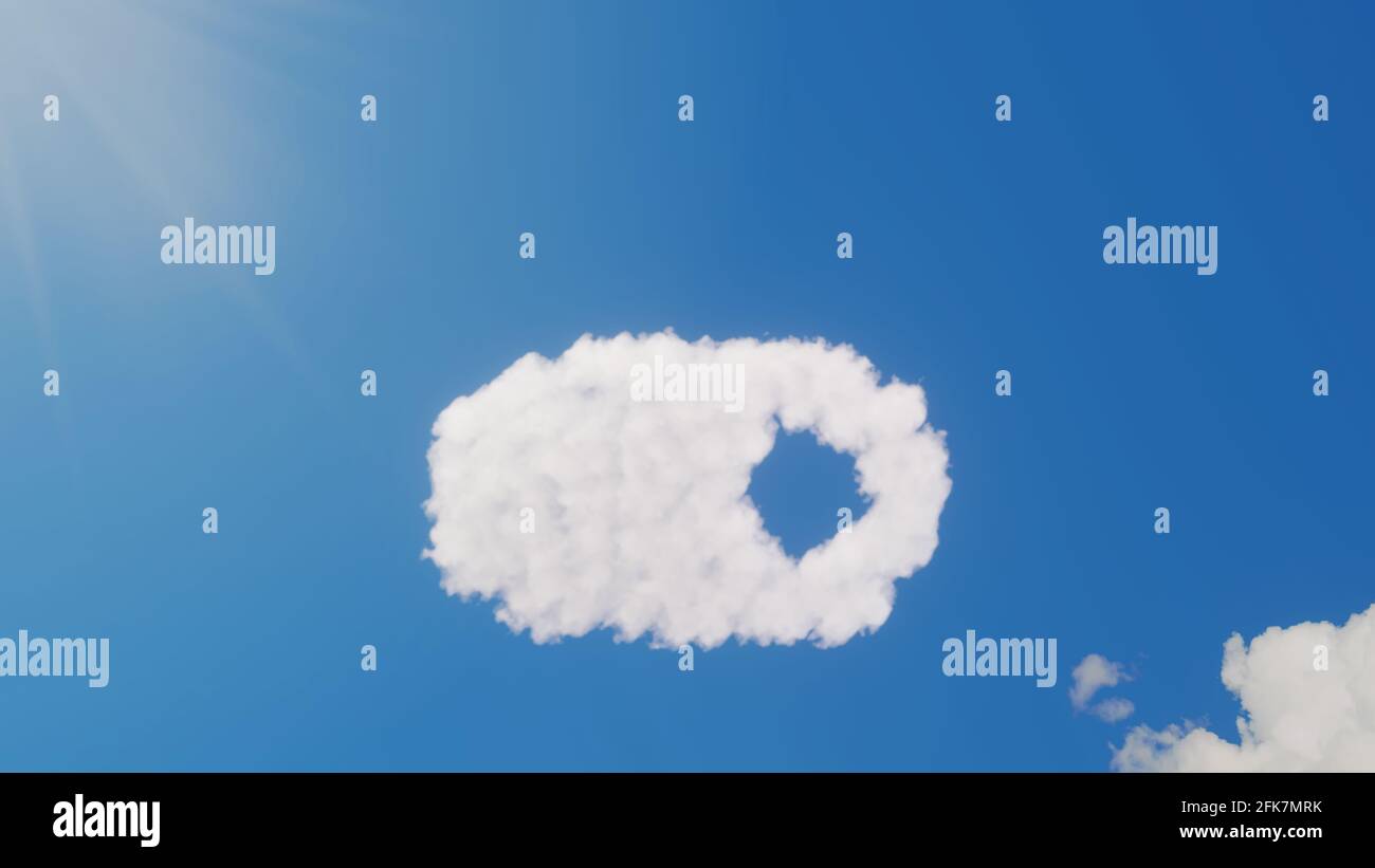 3d rendering of white fluffy clouds in shape of symbol of switch button ...