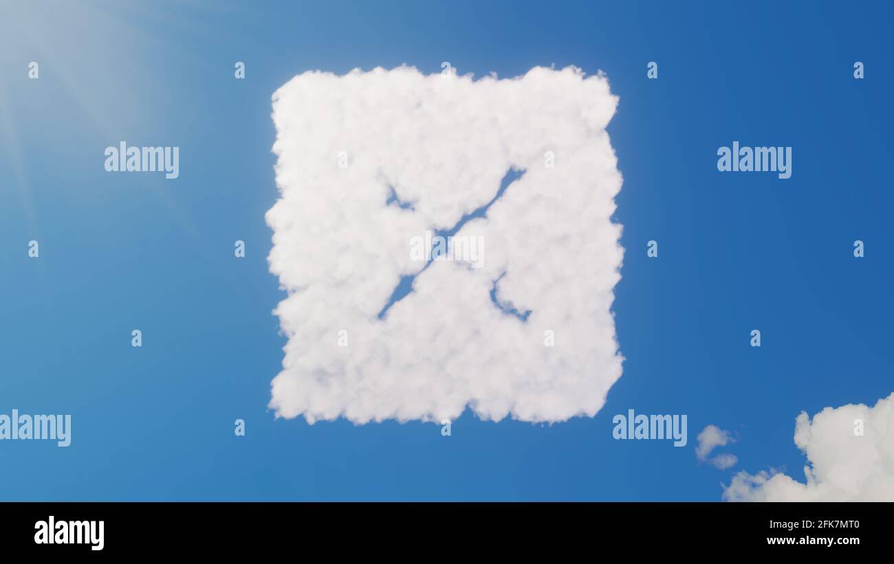 3d rendering of white fluffy clouds in shape of symbol of cancel cross ...