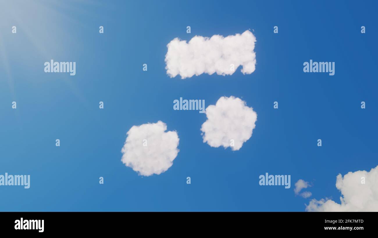 3d rendering of white fluffy clouds in shape of symbol of music note on ...