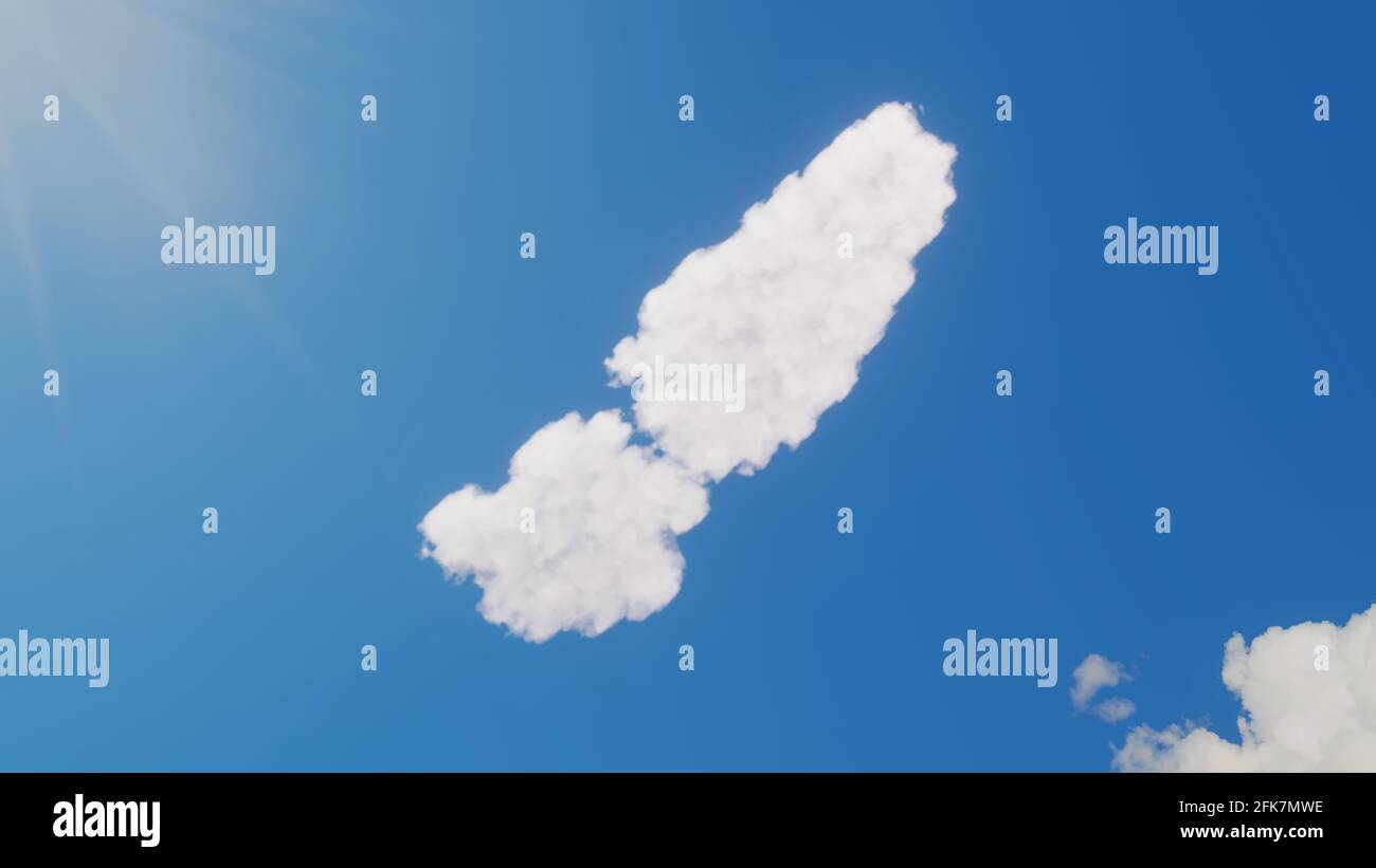 3d rendering of white fluffy clouds in shape of symbol of paint brush ...