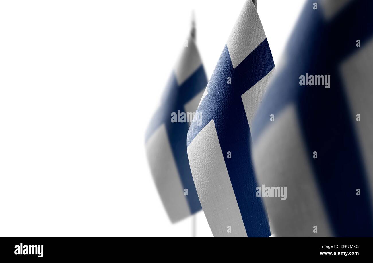 Small national flags of the Finland on a white background Stock Photo ...