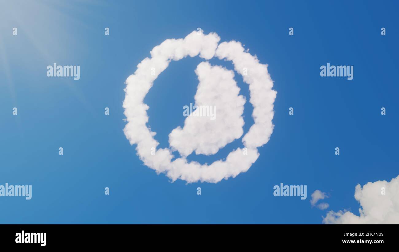 3d rendering of white fluffy clouds in shape of symbol of camera lens ...