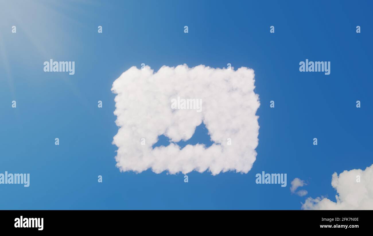 3d rendering of white fluffy clouds in shape of symbol of mountain in ...