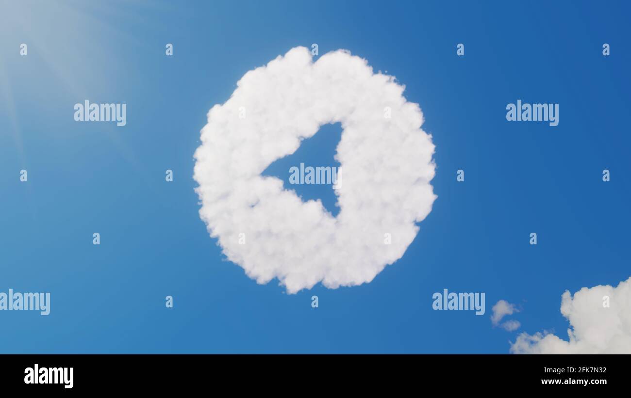 3d rendering of white fluffy clouds in shape of symbol of play in ...