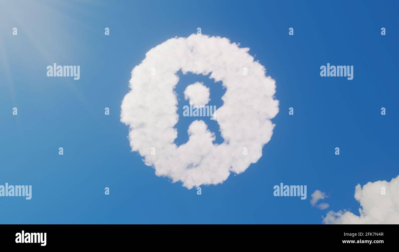 3d rendering of white fluffy clouds in shape of symbol of letter r in ...