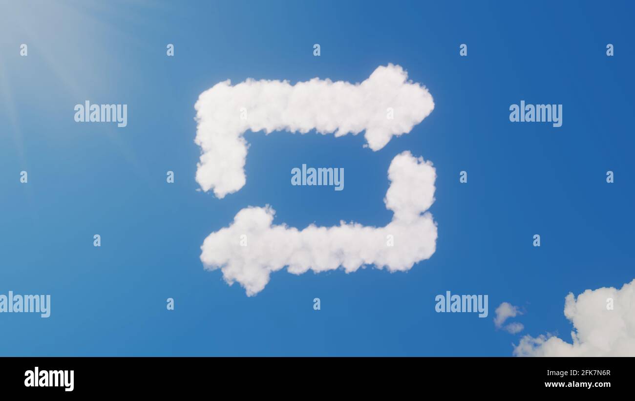3d rendering of white fluffy clouds in shape of symbol of repeat sign ...