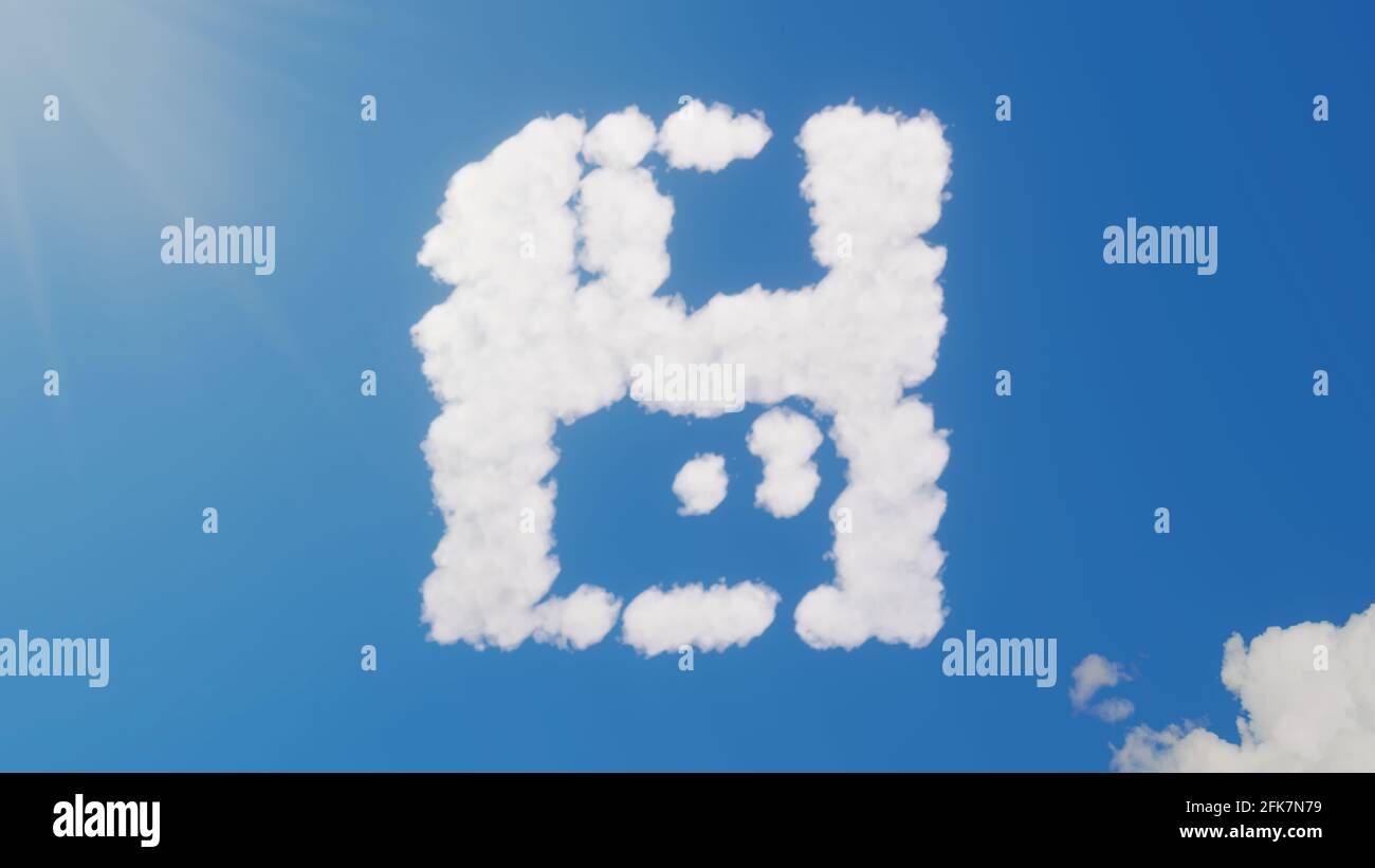 3d rendering of white fluffy clouds in shape of symbol of floppy disk ...