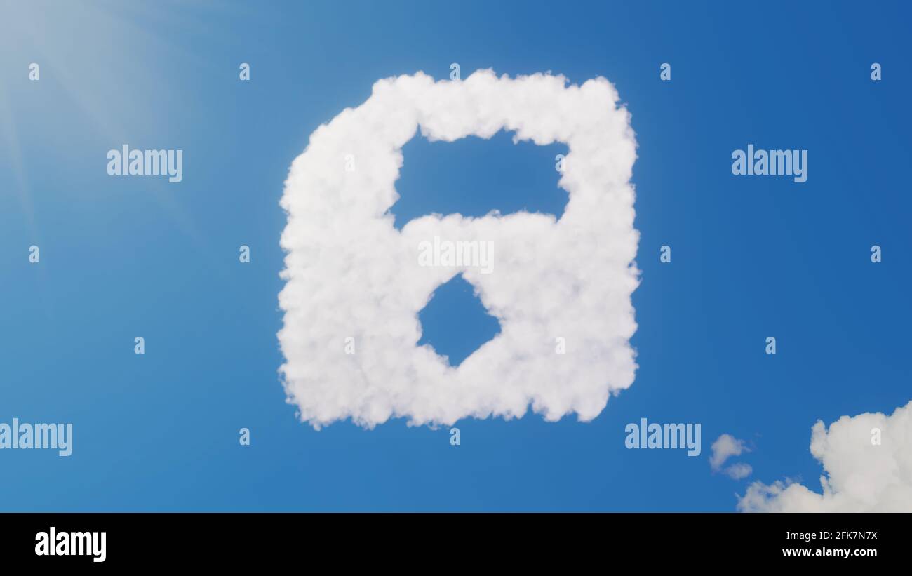 3d rendering of white fluffy clouds in shape of symbol of floppy disk ...