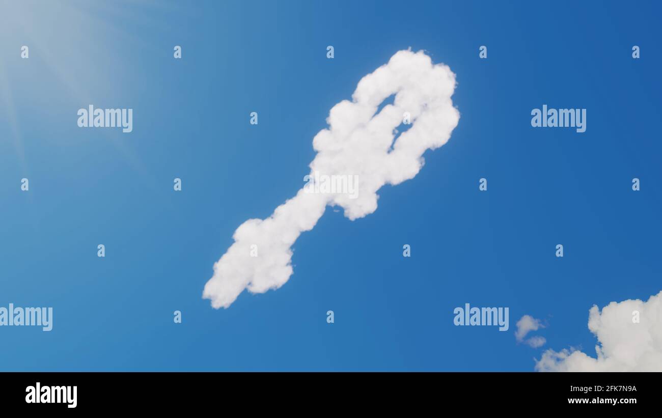 3d rendering of white fluffy clouds in shape of symbol of screwdriver ...