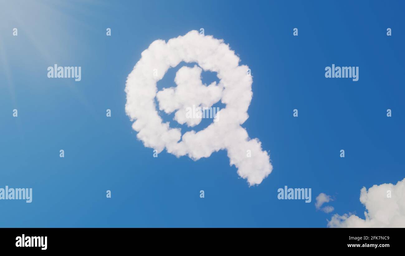 3d rendering of white fluffy clouds in shape of symbol of magnifying ...