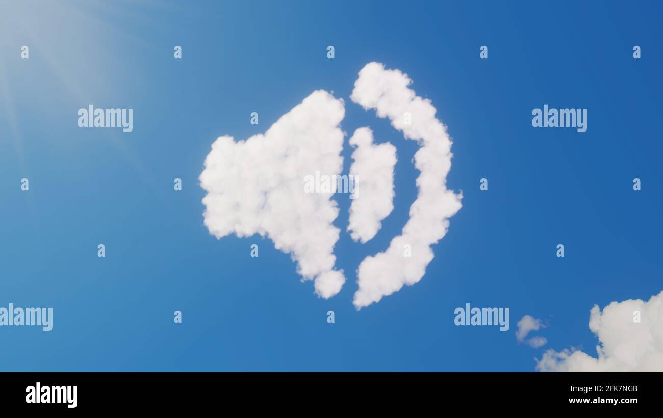 3d rendering of white fluffy clouds in shape of symbol of speaker loud ...